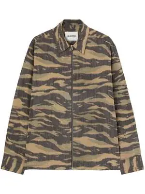 JIL SANDER Printed Zip-up Overshirt - Green