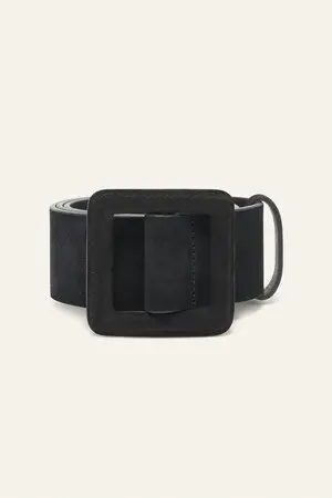 Ba&sh Betty Suede Square Buckle Belt - Black
