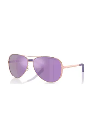 Michael Kors Sunglasses Aviator With Rose Tone Metal Frame - Pink