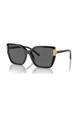 Tory Burch Sunglasses With Square Frame And Solid Lenses - Black