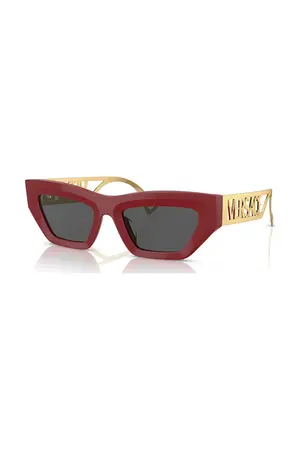 Versace Sunglasses With Irregular Frame And Solid Lenses - Red