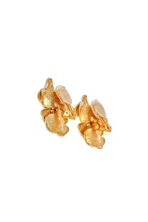 KENNETH JAY LANE Tone Flower Clip On Earrings