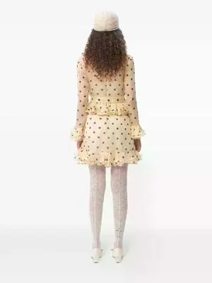 Valentino Garavani Polka Dot-print Organza Mini Dress - Neutrals