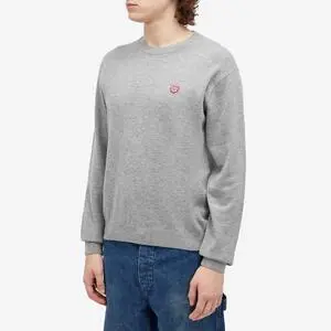 Human Made Heart Badge Knit Sweater In Grey - 45% Off | Editorialist