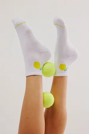 Free People Fruity Frolic Ankle Socks - Lemon White