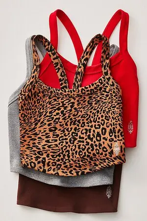 Free People FP Movement All Clear Leopard Cami Toasted Almond