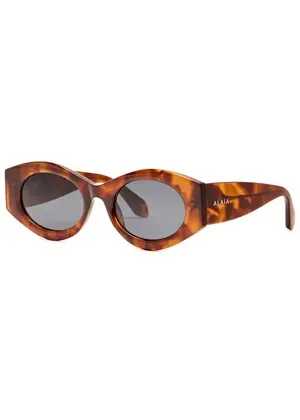 Alaïa Oval-frame Sunglasses - Brown Havana