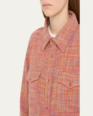 GOD'S TRUE CASHMERE Flower Space Dye Tartan Shirt Jacket - Red