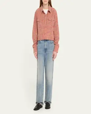GOD'S TRUE CASHMERE Flower Space Dye Tartan Shirt Jacket - Red