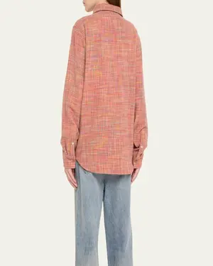 GOD'S TRUE CASHMERE Flower Space Dye Tartan Shirt Jacket - Red