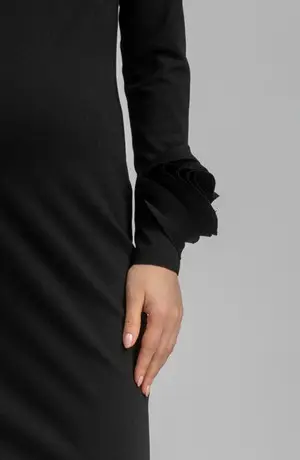 PIETRO BRUNELLI Rosette Cuff Long Sleeve Sheath Dress