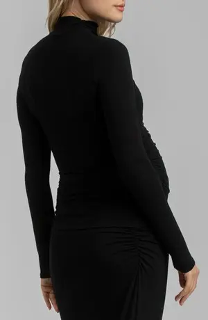 PIETRO BRUNELLI Ruched Mock Neck T-shirt