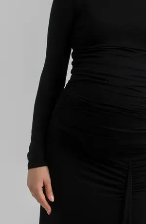 PIETRO BRUNELLI Ruched Mock Neck T-shirt