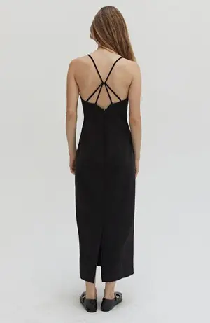 CRESCENT Crisscross Back Midi Dress