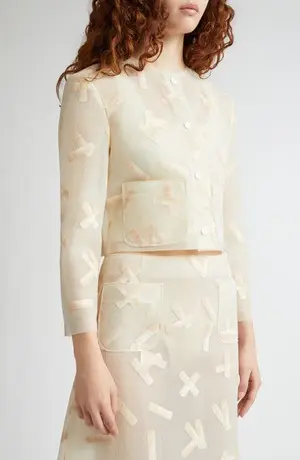 Ashley Williams Adhesive Bandage Sheer Jacket In Ecru - 70% Off