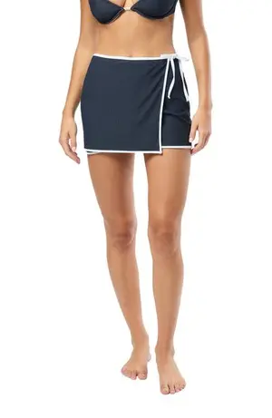 Onia Crochet Mesh Mini Wrap Skirt - Deep Navy