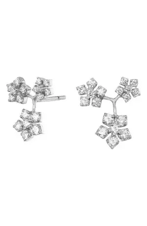 Sethi Couture Enchanted Garden Diamond Flower Stud Earrings - White Gold