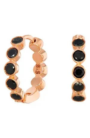 Sethi Couture Sethi Couture Black Diamond Hoop Earrings Rose Gold