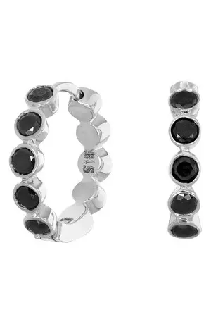 Sethi Couture Black Diamond Hoop Earrings - White Gold
