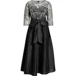 Pisarro Nights Beaded Taffeta Gown - Black/silver