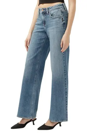 SILVER JEANS CO. Suki Curvy Mid-rise Wide-leg Jeans
