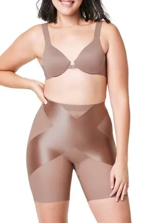 Spanx Spanxshape™ Satin-x™ Mid Thigh Shorts - Cafe Au Lait