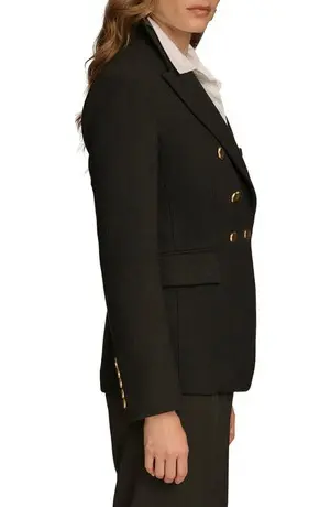 Donna Karan New York Double-breasted Wool-blend Blazer - Black