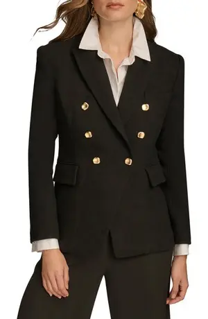 Donna Karan New York Double-breasted Wool-blend Blazer - Black