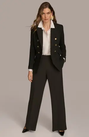 Donna Karan New York Double-breasted Wool-blend Blazer - Black
