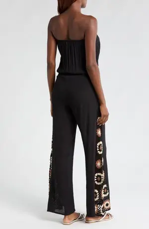 Elan Crochet Inset Strapless Jumpsuit
