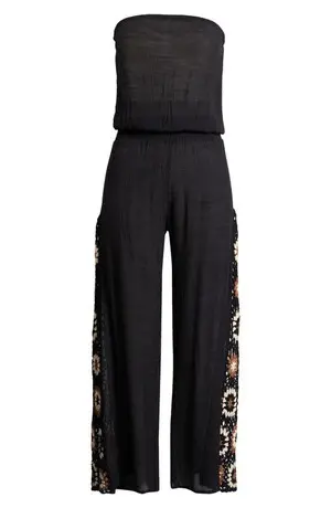 Elan Crochet Inset Strapless Jumpsuit