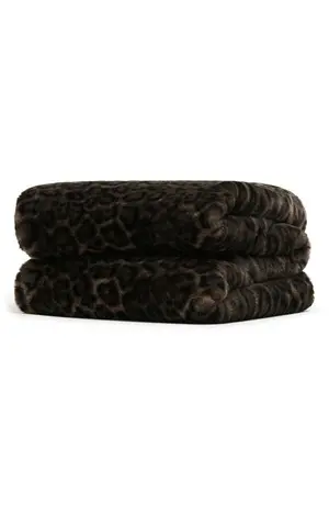 Apparis Brady Faux Fur Throw Blanket - Dark Leopard