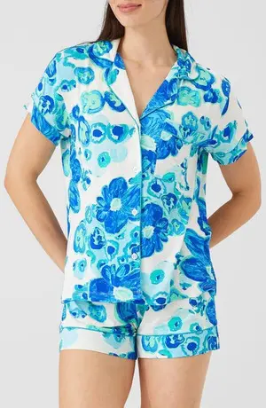 ALIVIA Jenna Shorts Pajamas - Floral Pond Blue