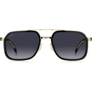 BOSS BOSS 55mm Rectangular Sunglasses Black Gold/ Dark Grey Sf