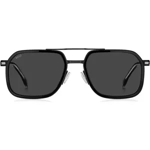 BOSS BOSS 55mm Rectangular Sunglasses Black/ Grey