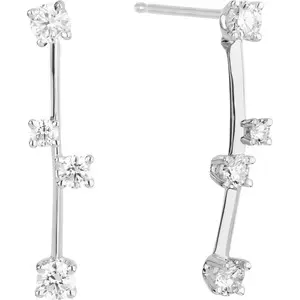 Lana Jewelry 14k Gold Diamond Linear Drop Earrings - White Gold
