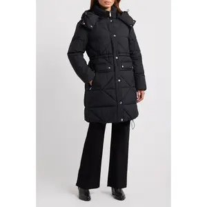 Sam Edelman Mixed Quilt Puffer Coat - Black