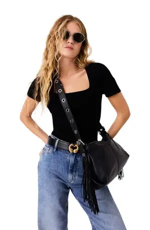 Maje Smooth Leather Miss M Bag - Black