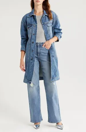HIDDEN JEANS Full Length Denim Trucker Jacket