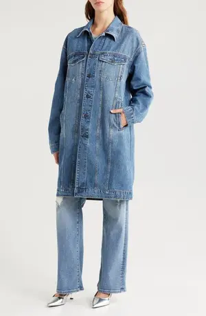 HIDDEN JEANS Full Length Denim Trucker Jacket