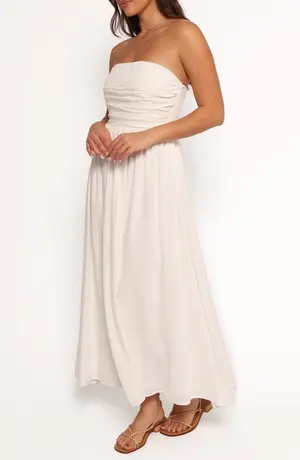 PETAL & PUP Kayt Strapless Maxi Dress - White