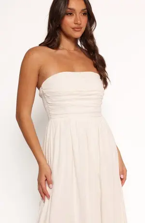 PETAL & PUP Kayt Strapless Maxi Dress - White