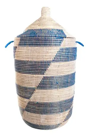 MBARE Dou Lid Storage Basket Stripe - Blue