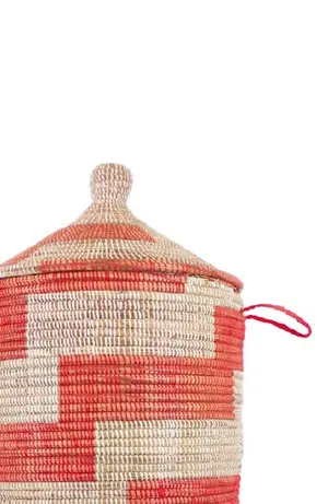 MBARE Dou Lid Storage Basket Stripe Red