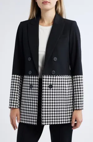TAHARI ASL Houndstooth Colorblock Blazer