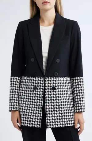 TAHARI ASL Houndstooth Colorblock Blazer