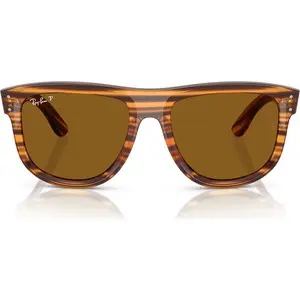 Ray-ban 56mm Polarized Square Sunglasses - Striped Havana