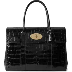 Mulberry Small Bayswater Croc Embossed Satchel