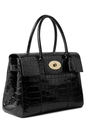 Mulberry Small Bayswater Croc Embossed Satchel