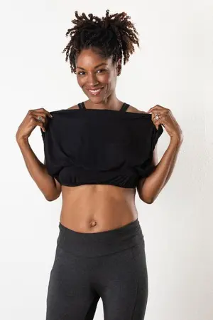 JJWINKS Wine Down Built-in Shelf Racerback Tank - Black